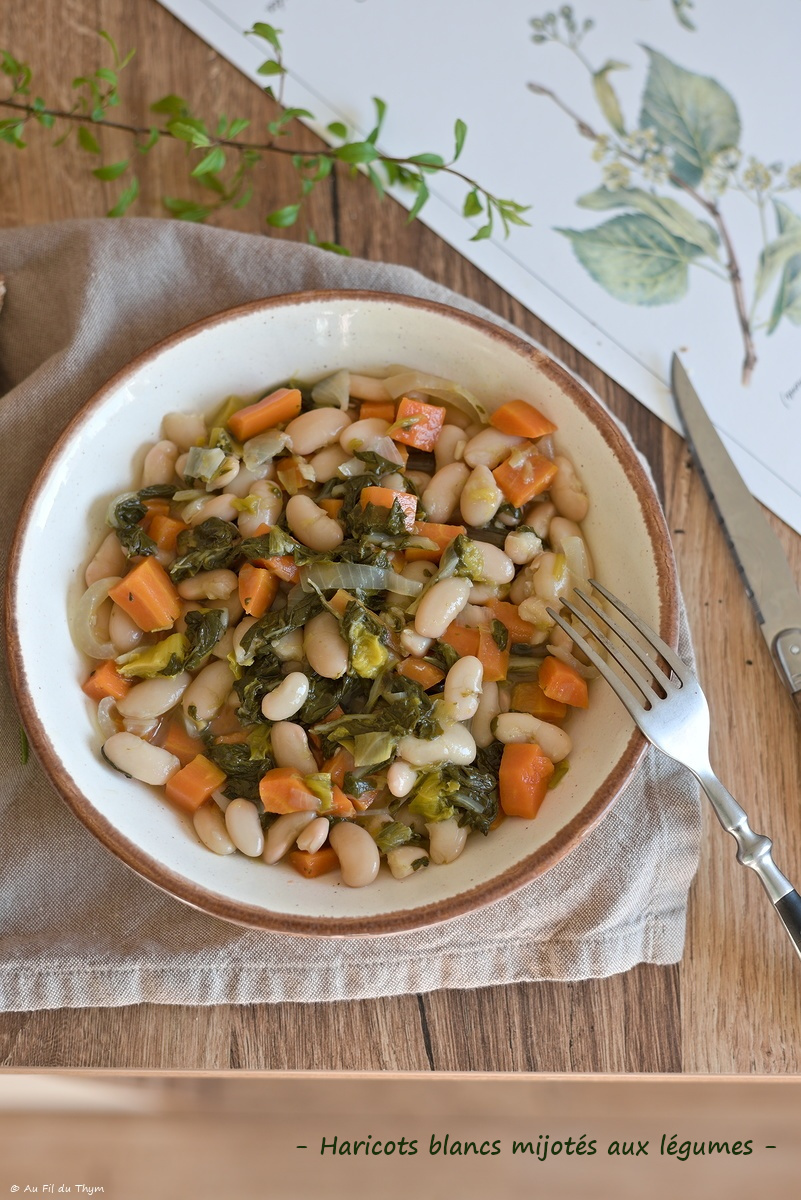 Haricots blancs mijotés aux légumes - Au Fil du Thym